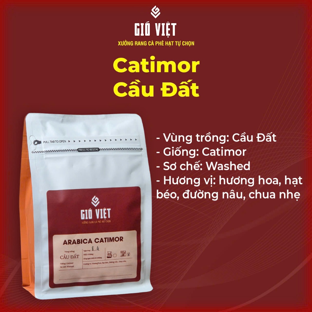 Cà phê Arabica Catimor sơ chế Washed Cầu Đất - Túi 250gr - Gió Việt ...