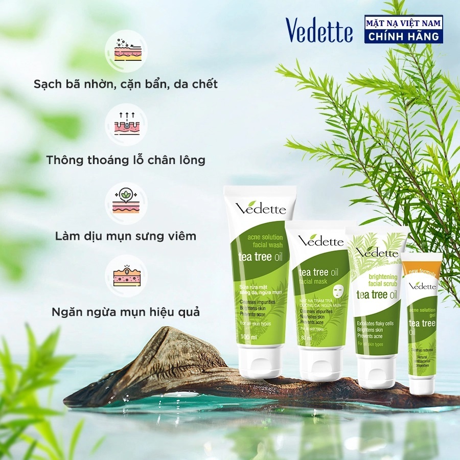 Sản phẩm ngừa mụn Vedette chiết xuất từ Tràm Trà - Tea Tree Oil - Da ...