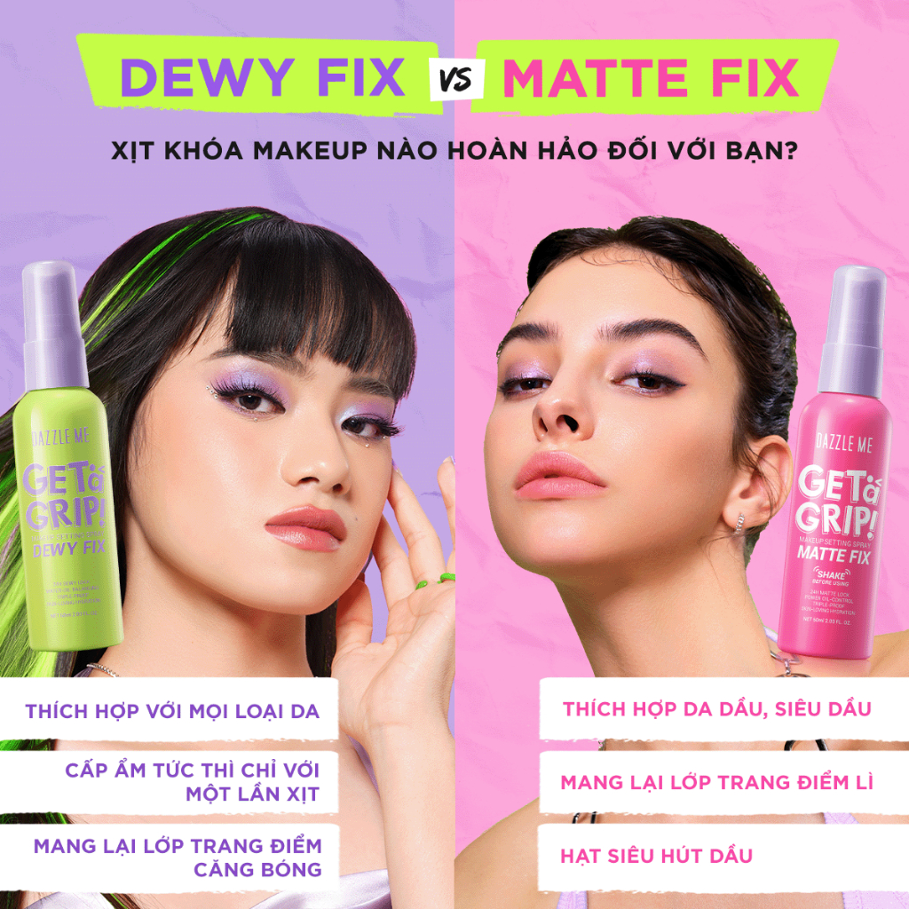 [LIVESTREAM] DAZZLE ME Xịt khóa Get a Grip! Makeup Setting Dewy Fix ...