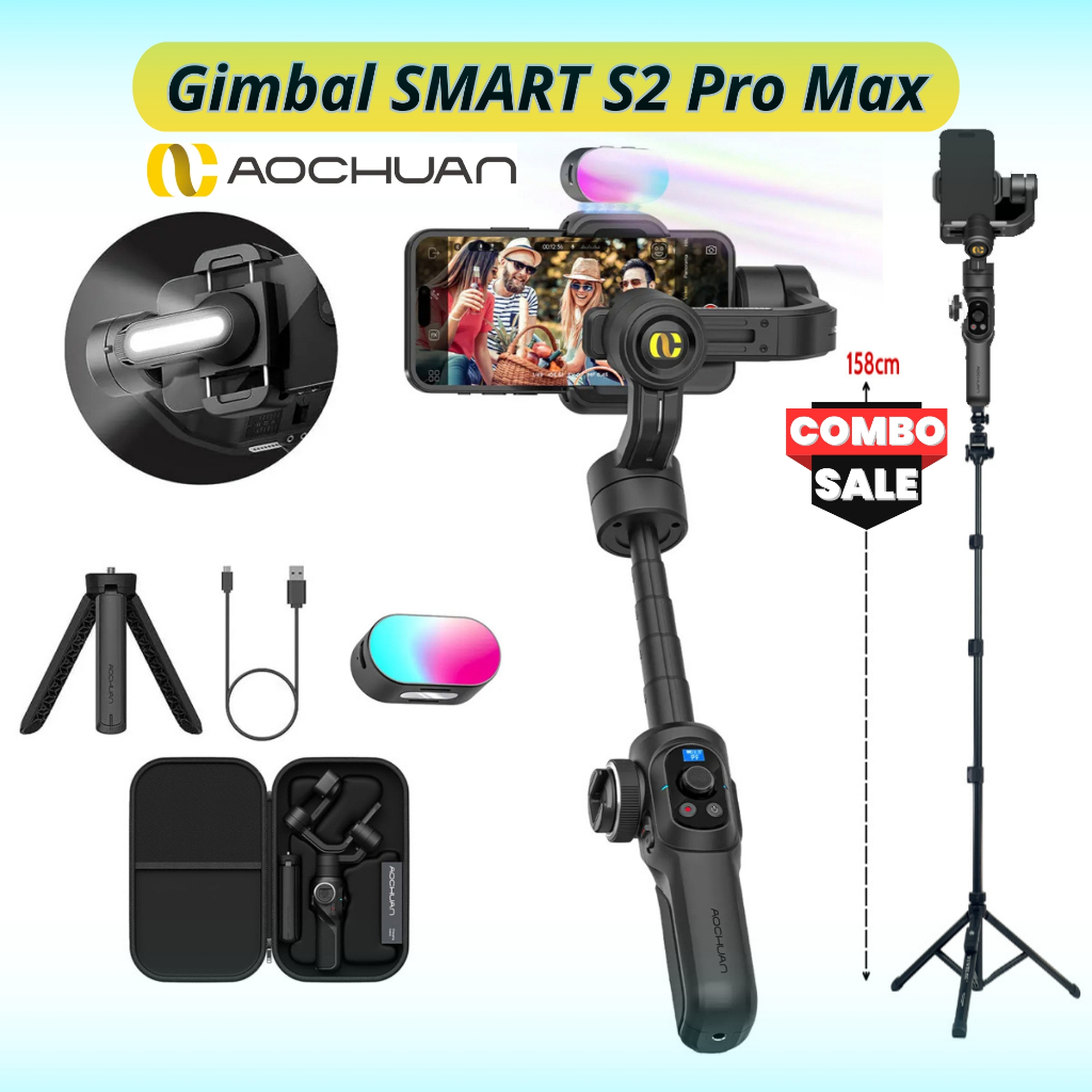 Gimbal SMART S2 AOCHUAN, Tripod Yunteng 9166 Gymbal điện thoại chống ...