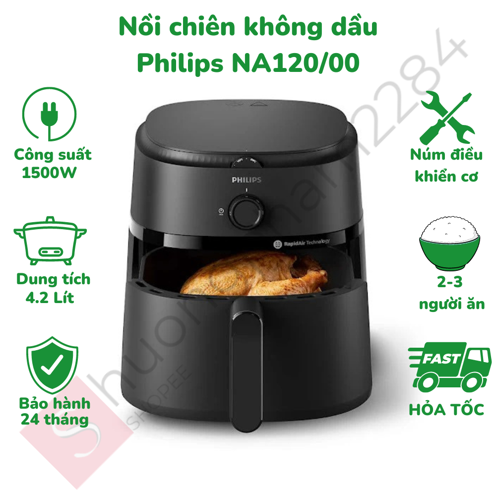 Nồi chiên không dầu Philips NA120/00 - Bảng điều khiển cơ - 12 chức ...