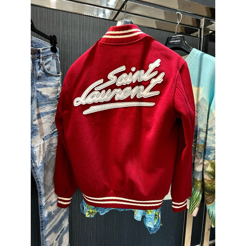 Áo bomber - YSL - Teddy SLP Saint Laurent red Jacket | Shopee Việt Nam