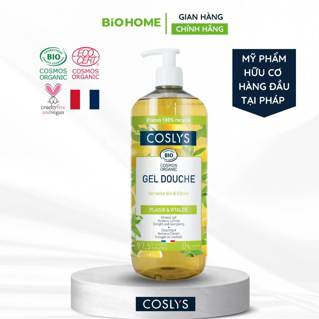 Sữa tắm hữu cơ dạng gel cỏ roi ngựa chanh Coslys (1L) chứng nhận hữu có Ecocert | Shopee Việt Nam