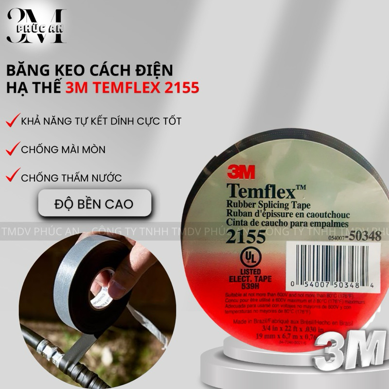 Băng keo cao su tự kết dính, cách điện hạ thế 3M Temflex 2155 | Shopee ...
