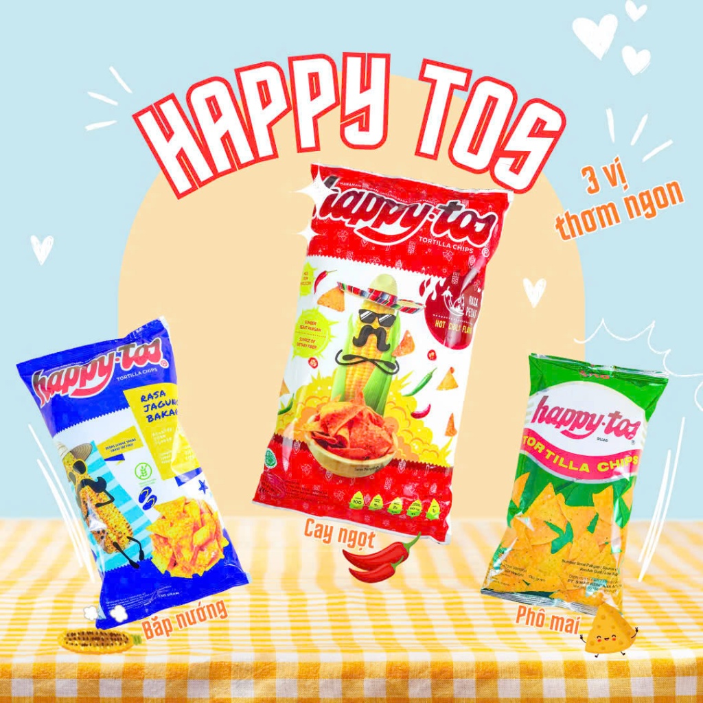 Snack Happy Tos Giòn Thơm 3 Vị Nhập Khẩu Indonesia Gói 140G | Shopee ...