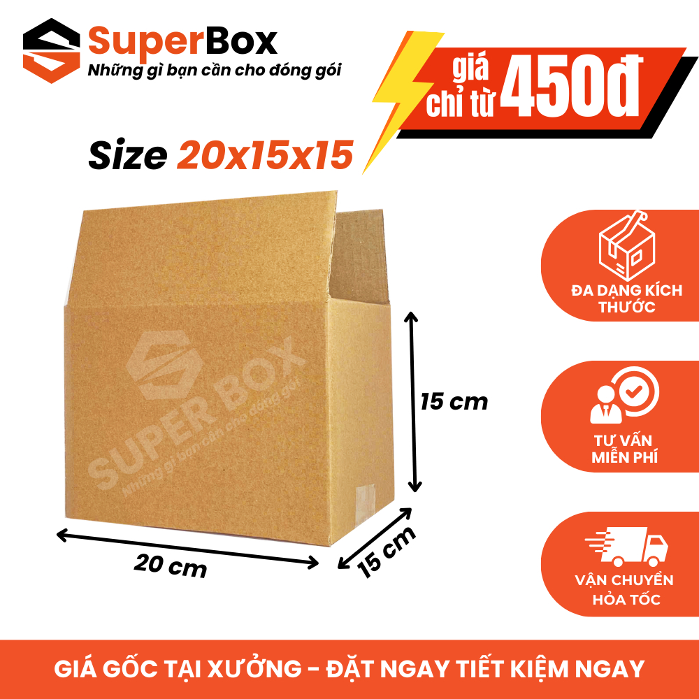 20x15x15 Combo 100 hộp carton đóng hàng Super Box hộp bìa carton đựng ...