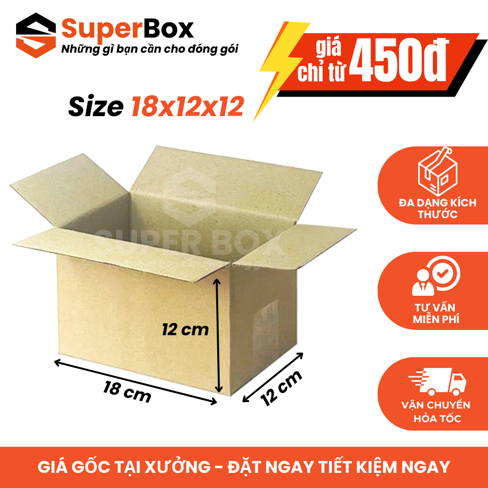 18x12x12 COMBO 10 Hộp carton đóng hàng Super Box hộp bìa giấy đựng đồ ...