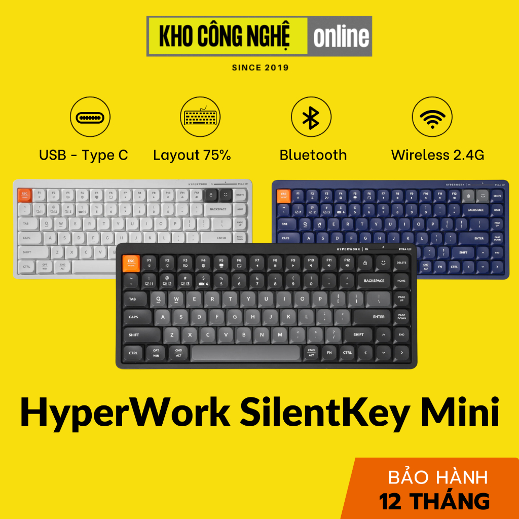 Bàn phím không dây HyperWork SilentKey Mini TS01M (Hàng Chính Hãng ...