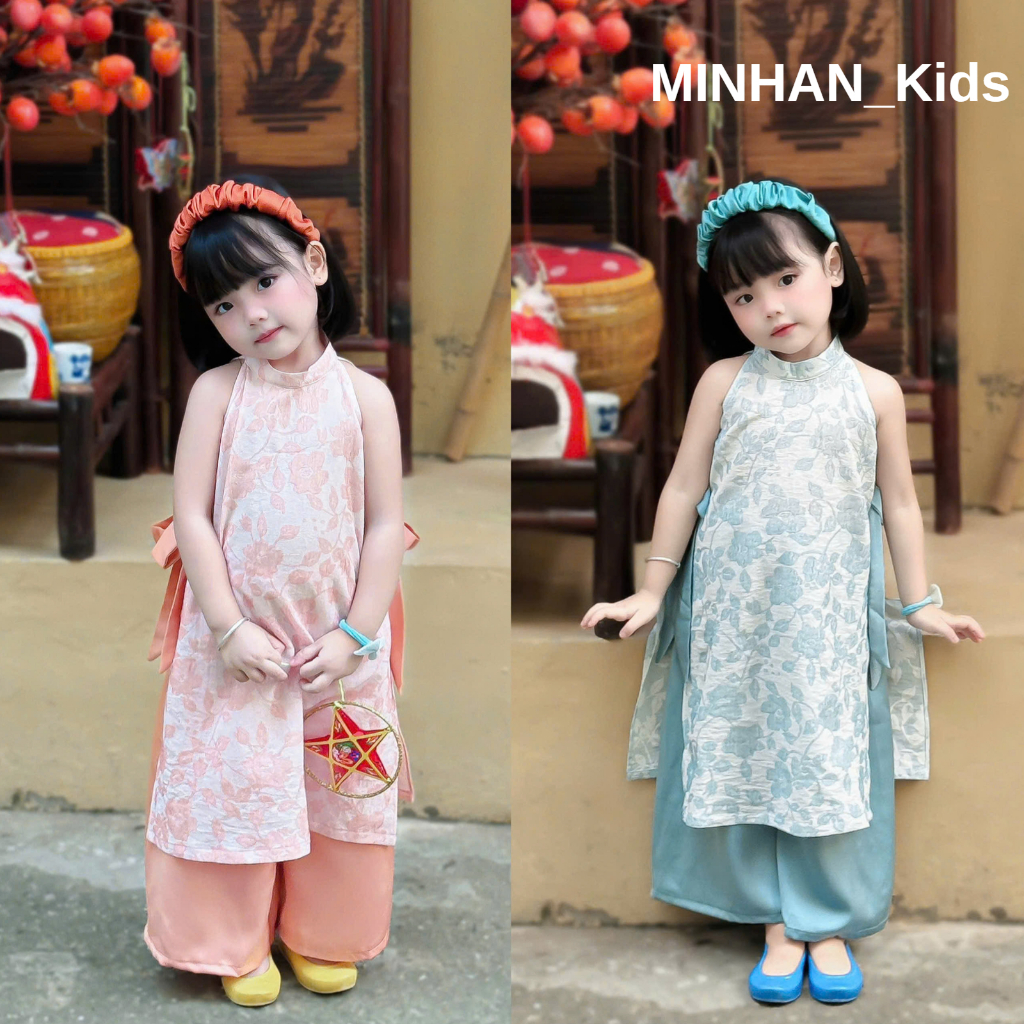Áo Dài Cách Tân MINHAN Tặng Kèm Bờm Cho Bé | Shopee Việt Nam