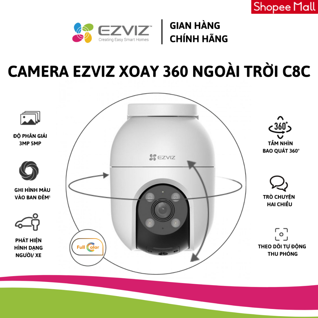 Camera EZVIZ Wifi Ngoài Trời C8C 4MP 5MP Siêu Nét Xoay 360 Đàm Thoại 2 ...