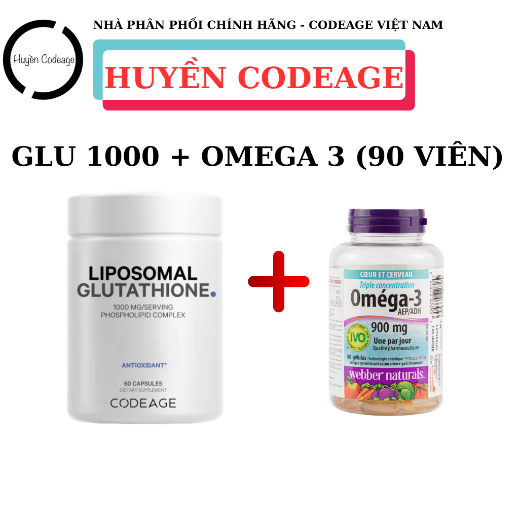 ( 1 GLU 1000 + OMEGA CANADA 80 VIÊN) Viên uống Glutathione 1000mg ...