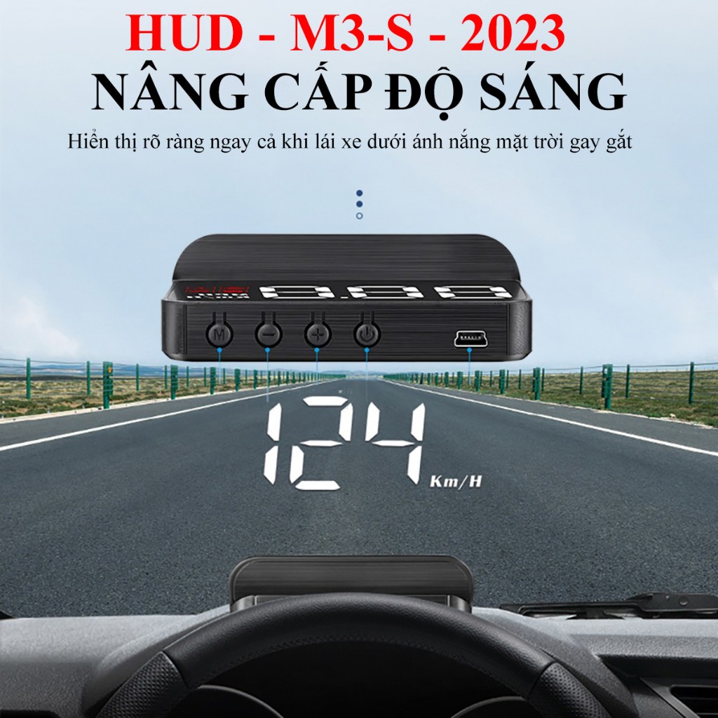 HUD M3-S, M8-S (bản nâng cấp 2023)- 3 chế độ hiển thị sắc nét, cảm biến ánh sáng tự động, cắm ...