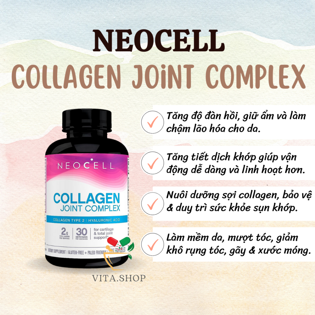 Neocell Collagen Type 2 Hyaluronic Acid Joint Complex Viên hỗ trợ sức ...