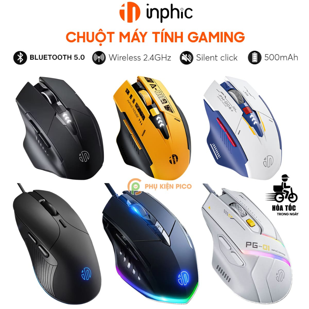 Chuột không dây Bluetooth Wireless gaming văn phòng P1 W1 F1 A1 F9 A9 W9 PG1 chính hãng Inphic ...