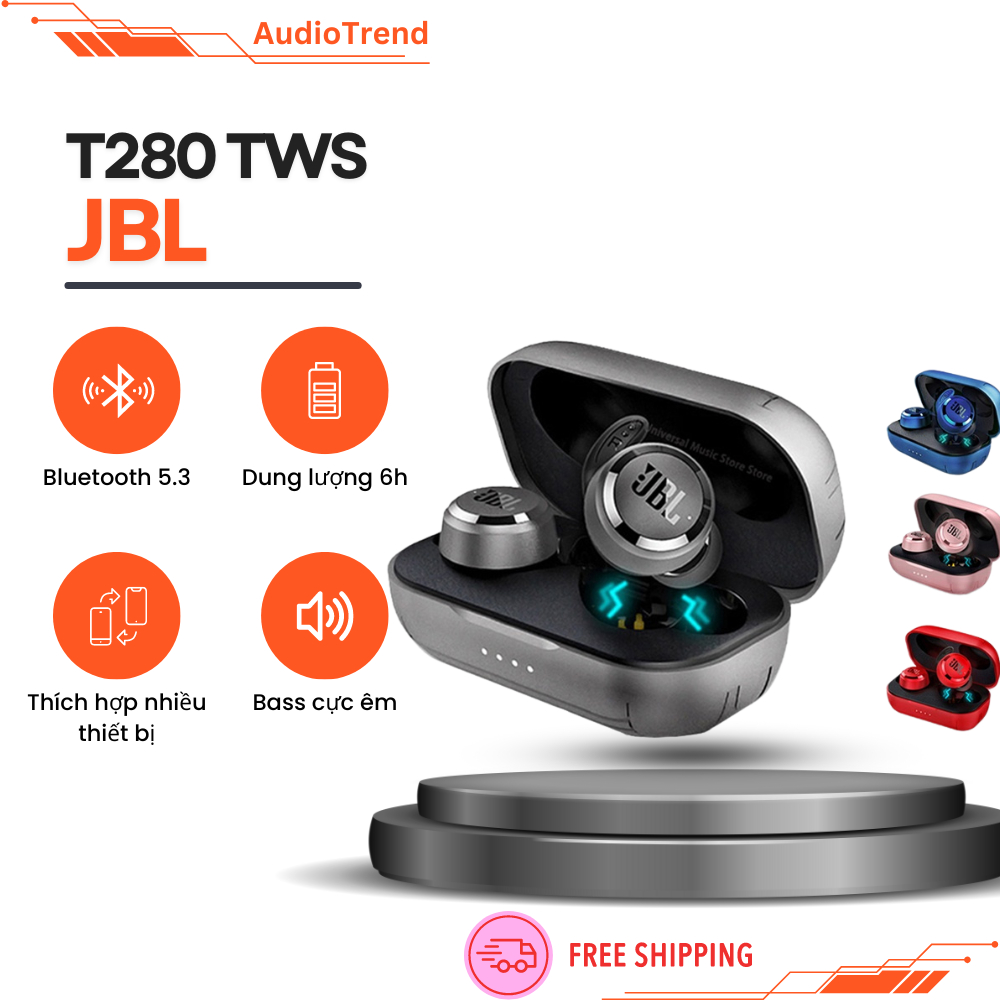Tai Nghe Bluetooth 5.0 Không Dây Chống Nước IPX5 JBL T280 TWS | Shopee Việt Nam