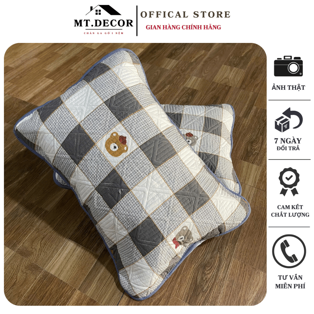 Vỏ gối nằm cotton đũi hàn trần bông dày dặn, áo gối nhiều mẫu kích thước 45*65cm được chọn mẫu ...