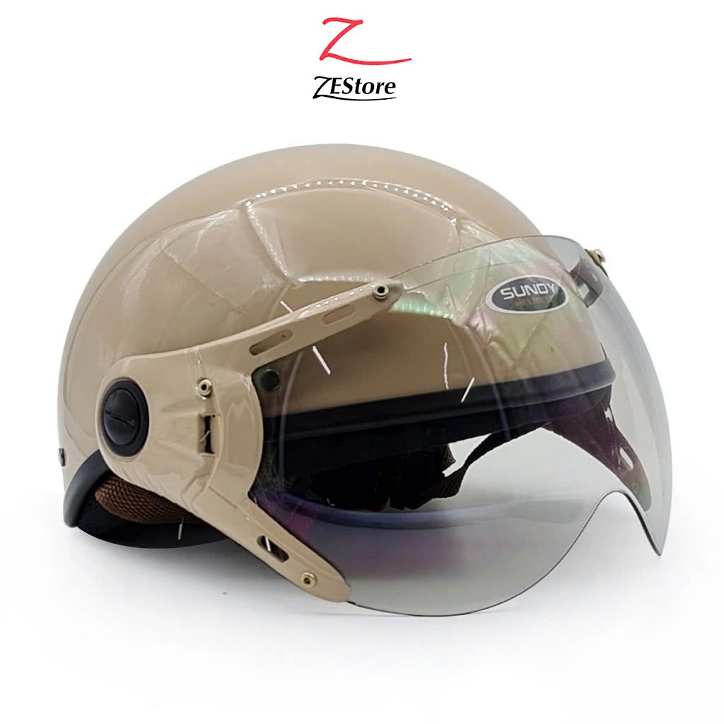 Mũ bảo hiểm nửa đầu Sundy Helmet SJC kèm kính chống lóa | Shopee Việt Nam