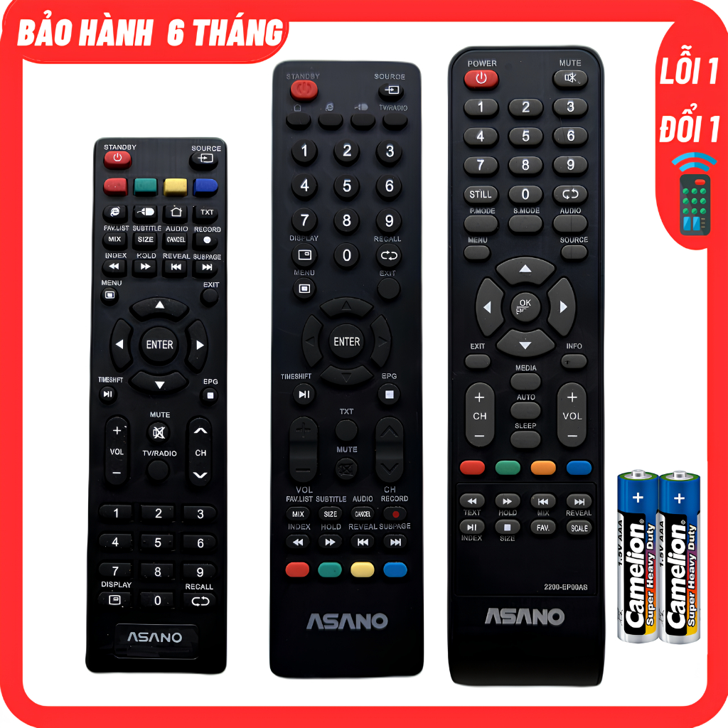 Điều khiển tivi ASANO 3 loại Kèm Pin Remote tivi | Shopee Việt Nam