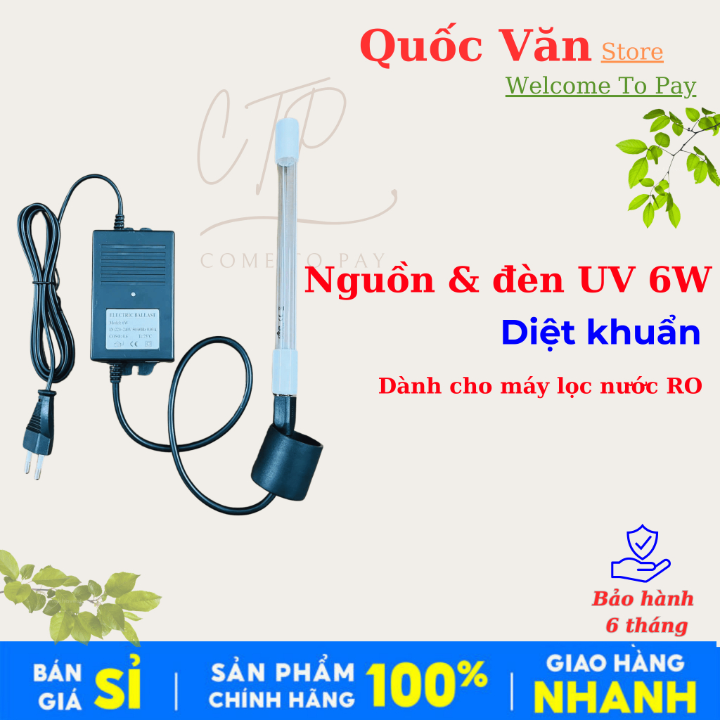 Nguồn và đèn UV 6W loại 4 chân [Nhập Khẩu] - Dùng cho máy lọc nước RO Karofi, Kangaroo, Forseti ...