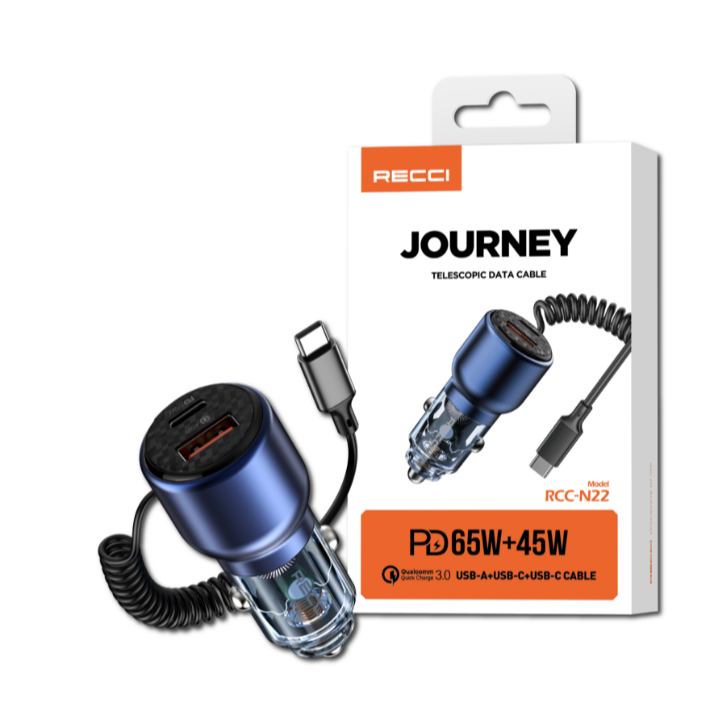 Củ sạc nhanh tích hợp dây Type-C PD65W Recci RCC-N22 | Shopee Việt Nam