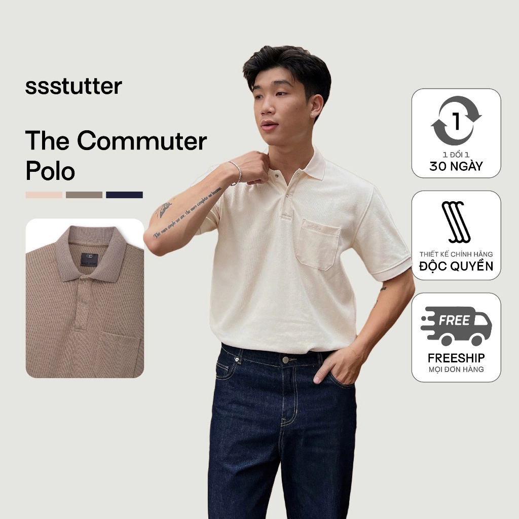 Áo polo nam SSSTUTTER áo thun có cổ cá sấu thoáng mát cổ cúc bấm hàn quốc thanh lịch THE ...