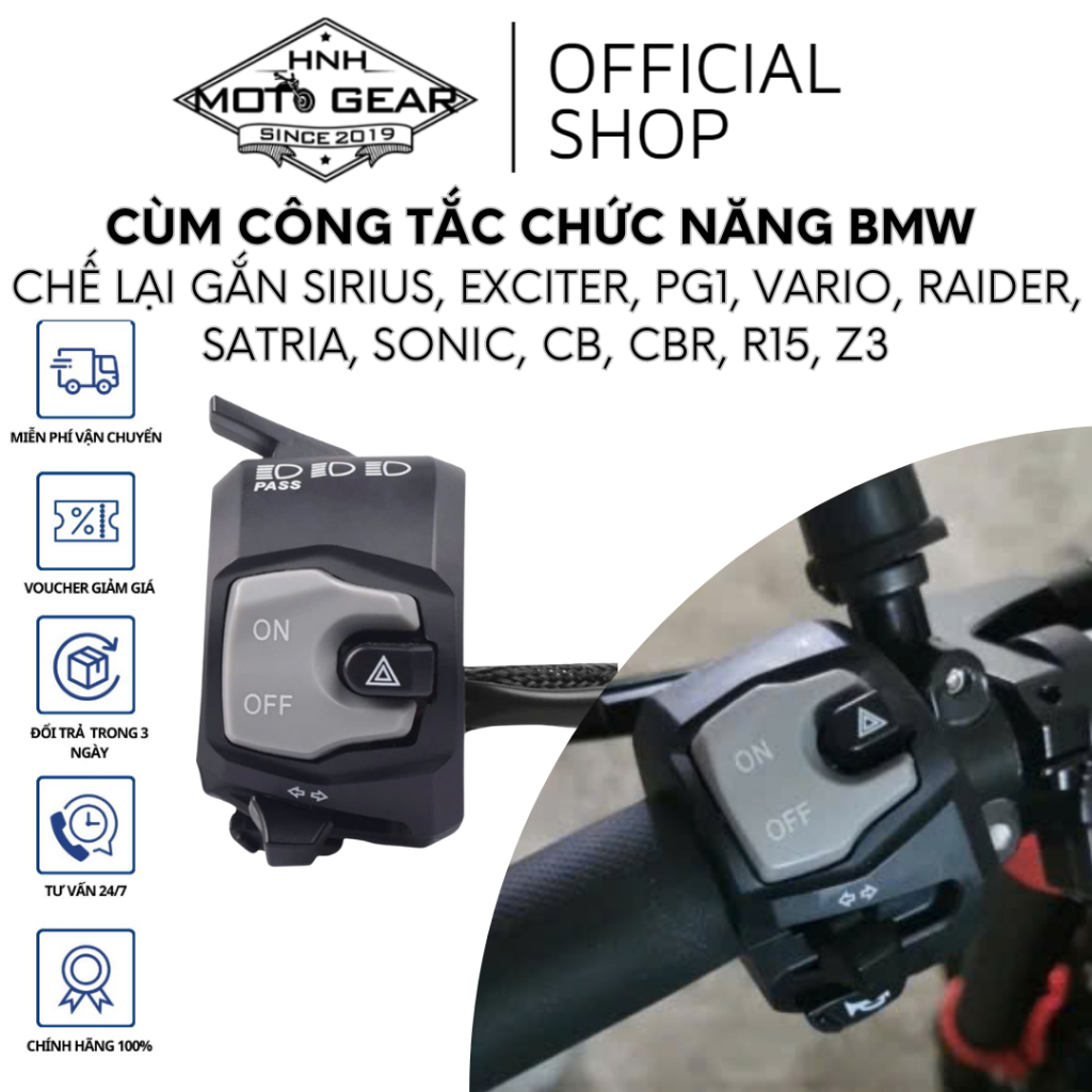 Cùm Công Tắc BMW Motorrad Chế Lại Gắn Sirius, Raider, Satria, NVX, CBR ...