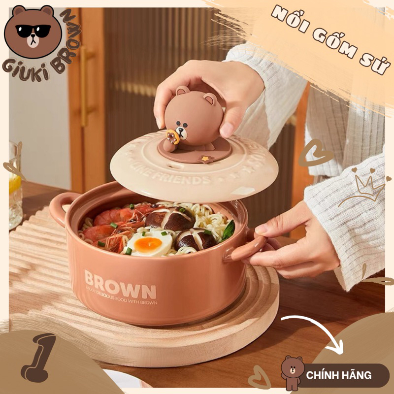 [Giuki Brown] Nồi Nấu Gốm Sứ Dễ Thương Line Friends | Shopee Việt Nam