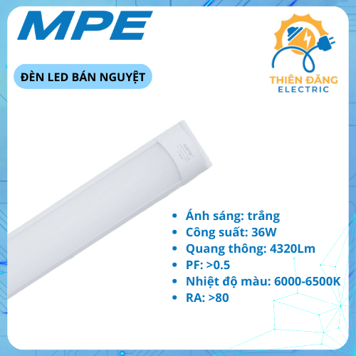 [CHÍNH HÃNG] Đèn Led Tuýp Bán Nguyệt 1m2 36W MPE - BN2-36T ( ánh trắng ...