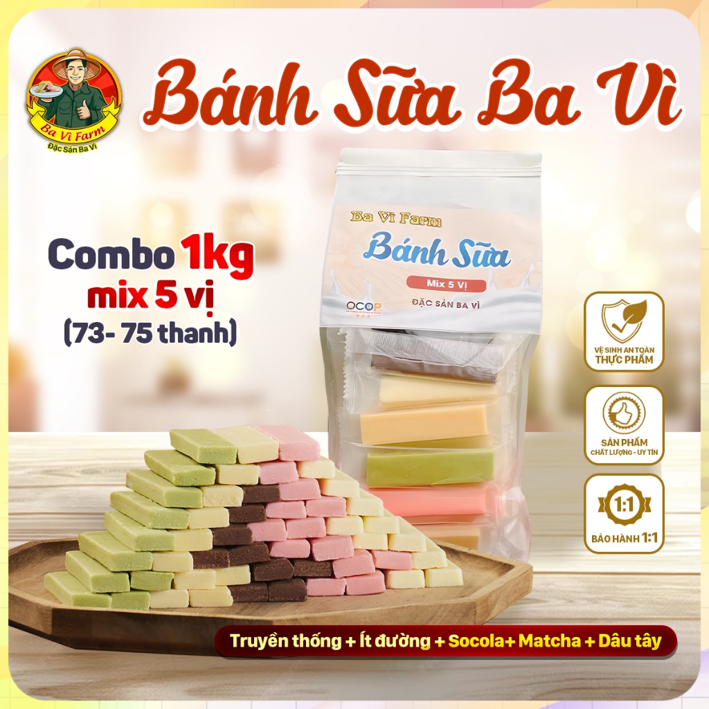 Bánh Sữa Ba Vì MIX 5 Hương Vị - Túi 1kg Thơm Ngon Đậm Vị Sữa - Ba Vì ...