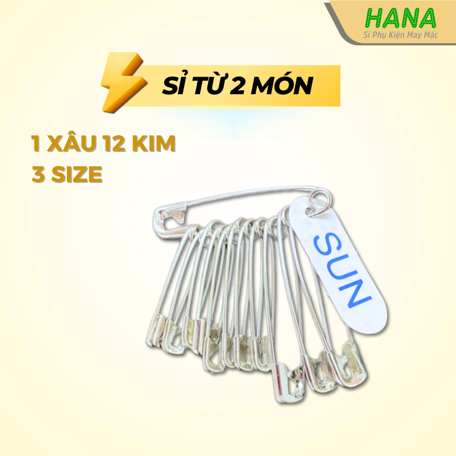 Set Kim Băng 2 - 5 xâu Kim băng, kim tây hiệu SUN vỉ 12 cây kim (3 size ...