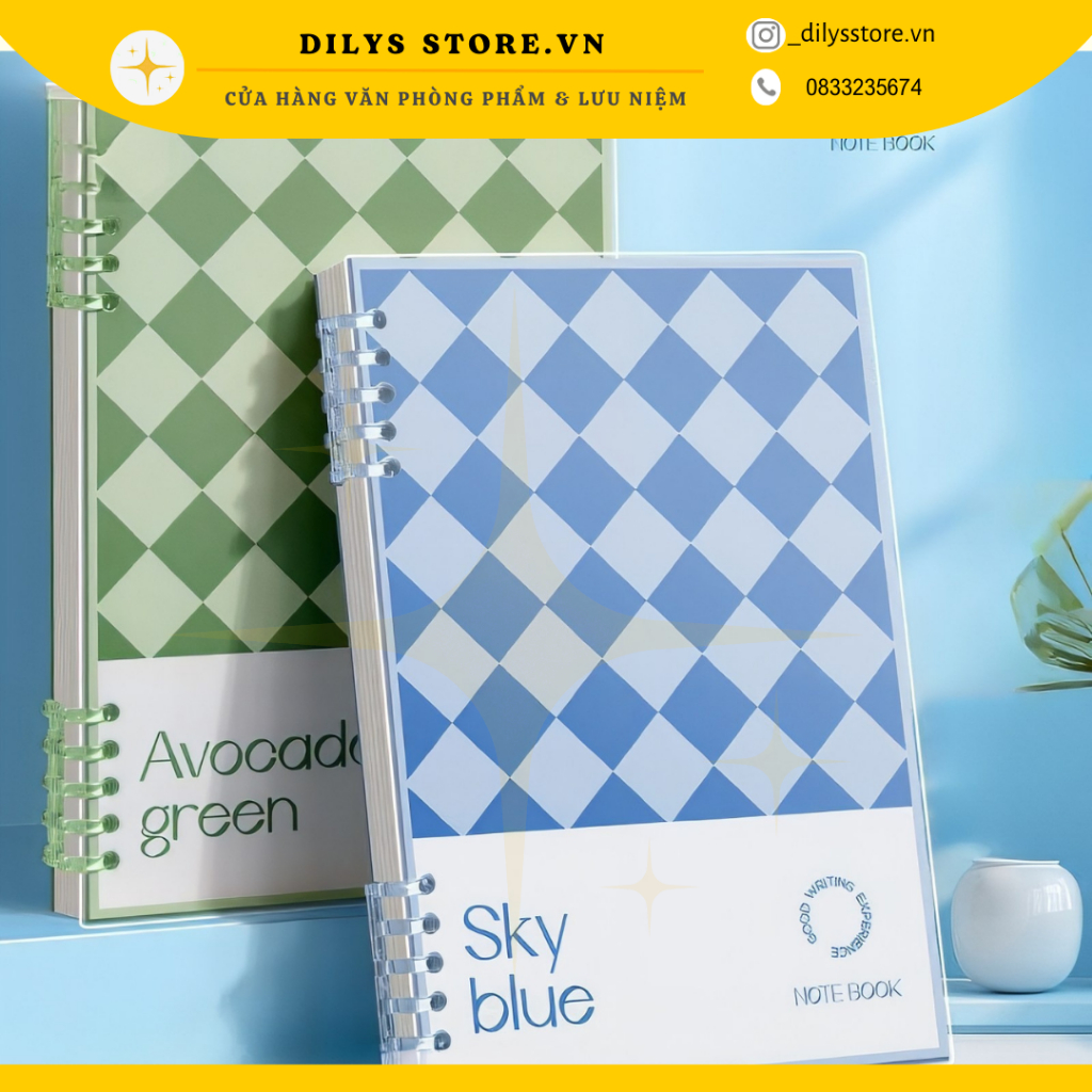 Sổ còng thay được giấy Caro Notebook B5, 120 trang kẻ ngang DILYS làm ...
