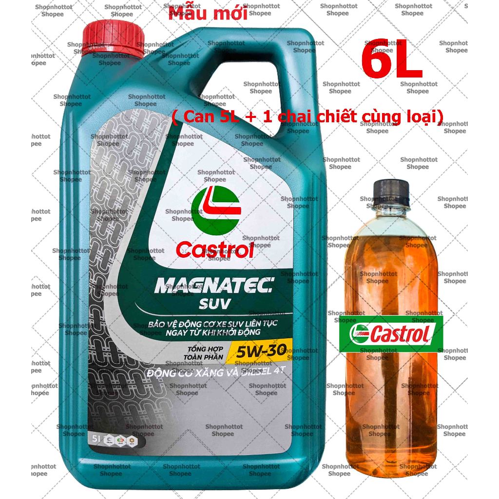 Dầu nhớt tổng hợp cho xe hơi ô tô CASTROL MAGNATEC SUV DUALOCK 5W30 6L – Shopnhottot | Shopee ...