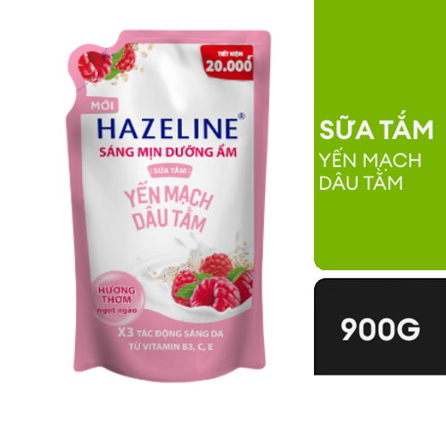 [HSD: 2027] Sữa Tắm Hazeline Yến Mạch Dâu tằm túi 900g / chai 1kg | Shopee Việt Nam