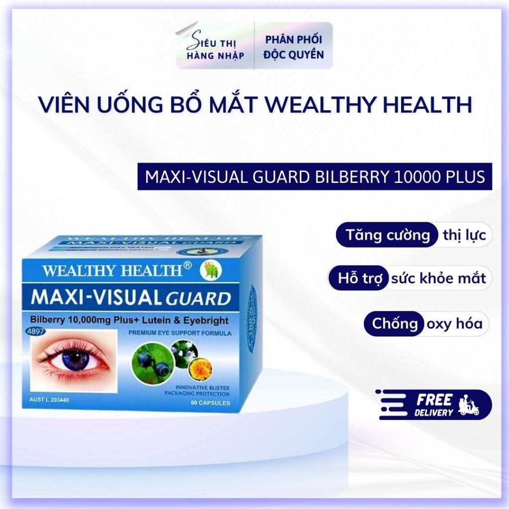 Viên Uống Bổ Mắt Wealthy Health Maxi-Visual Guard Bilberry 10000 Plus ...