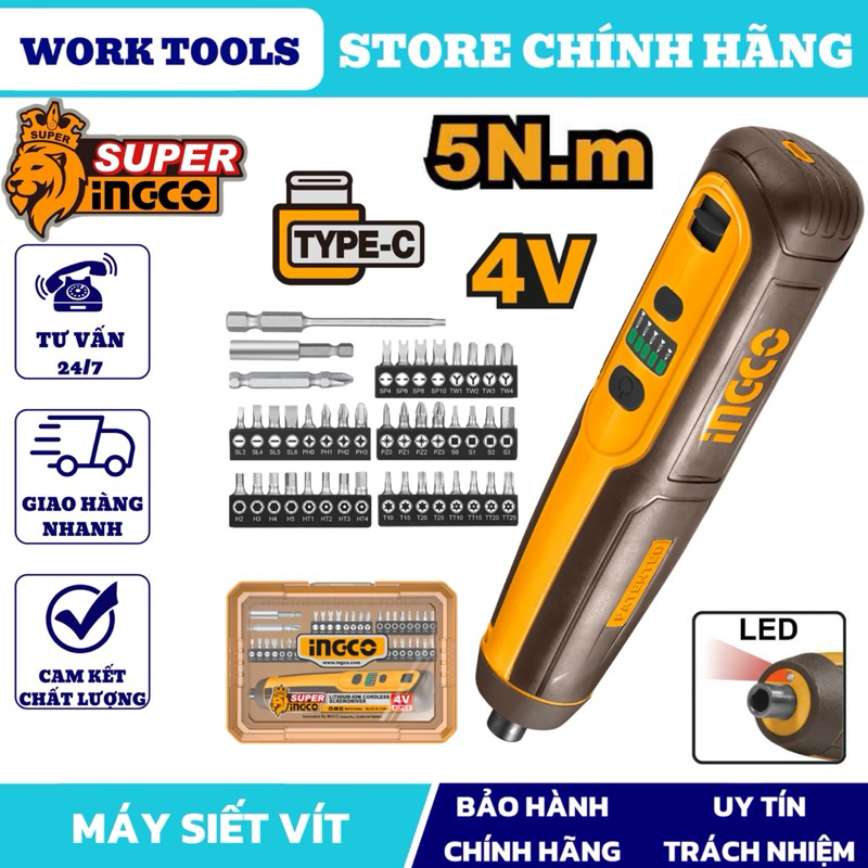 INGCO Máy siết vít dùng pin 4V 5N.m CSDLI04062 | Shopee Việt Nam