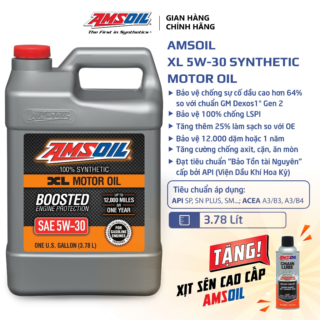 Nhớt Xe Hơi Tổng Hợp Amsoil XL BOOSTED 5w30 3.78L 946ml/3.78L (XLFQT ...