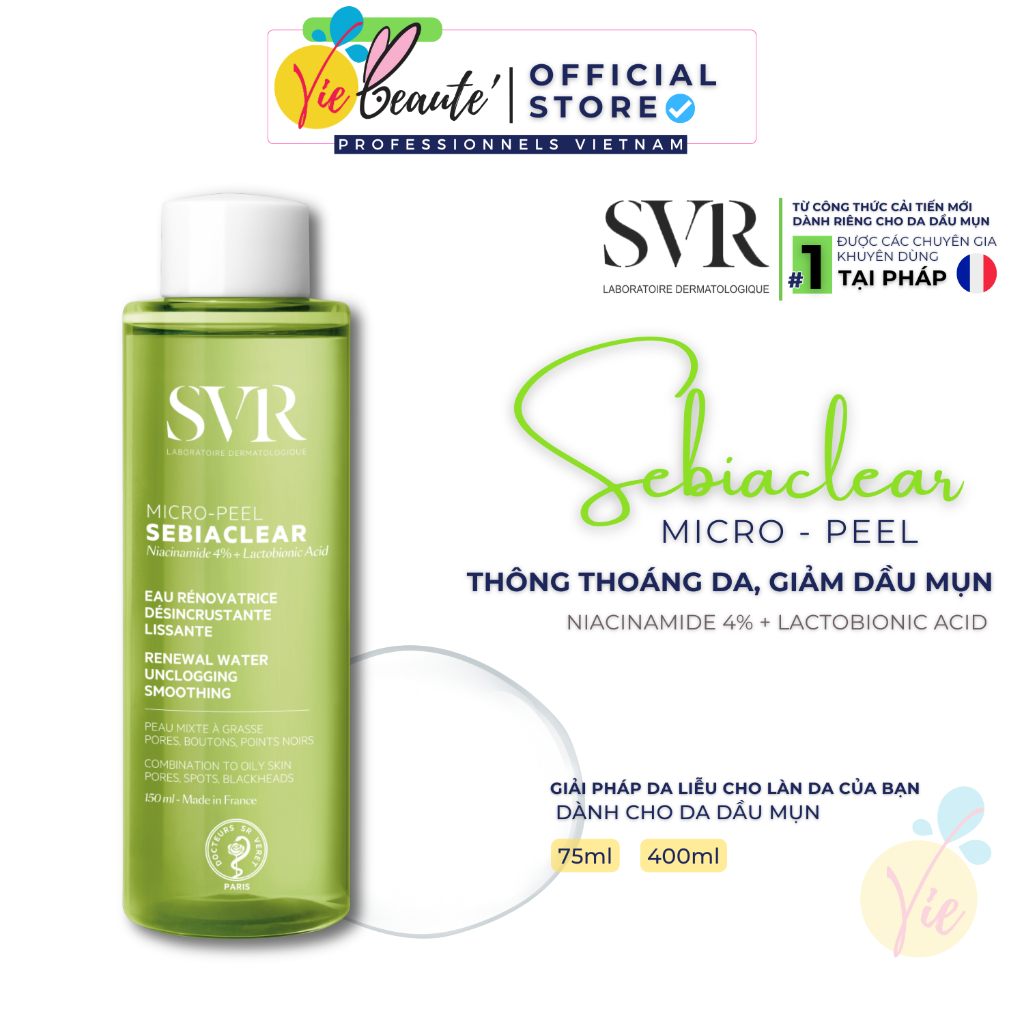 Toner SVR Sebiaclear Micro Peel Nước Cân Bằng thanh lọc, tẩy tế bào ...