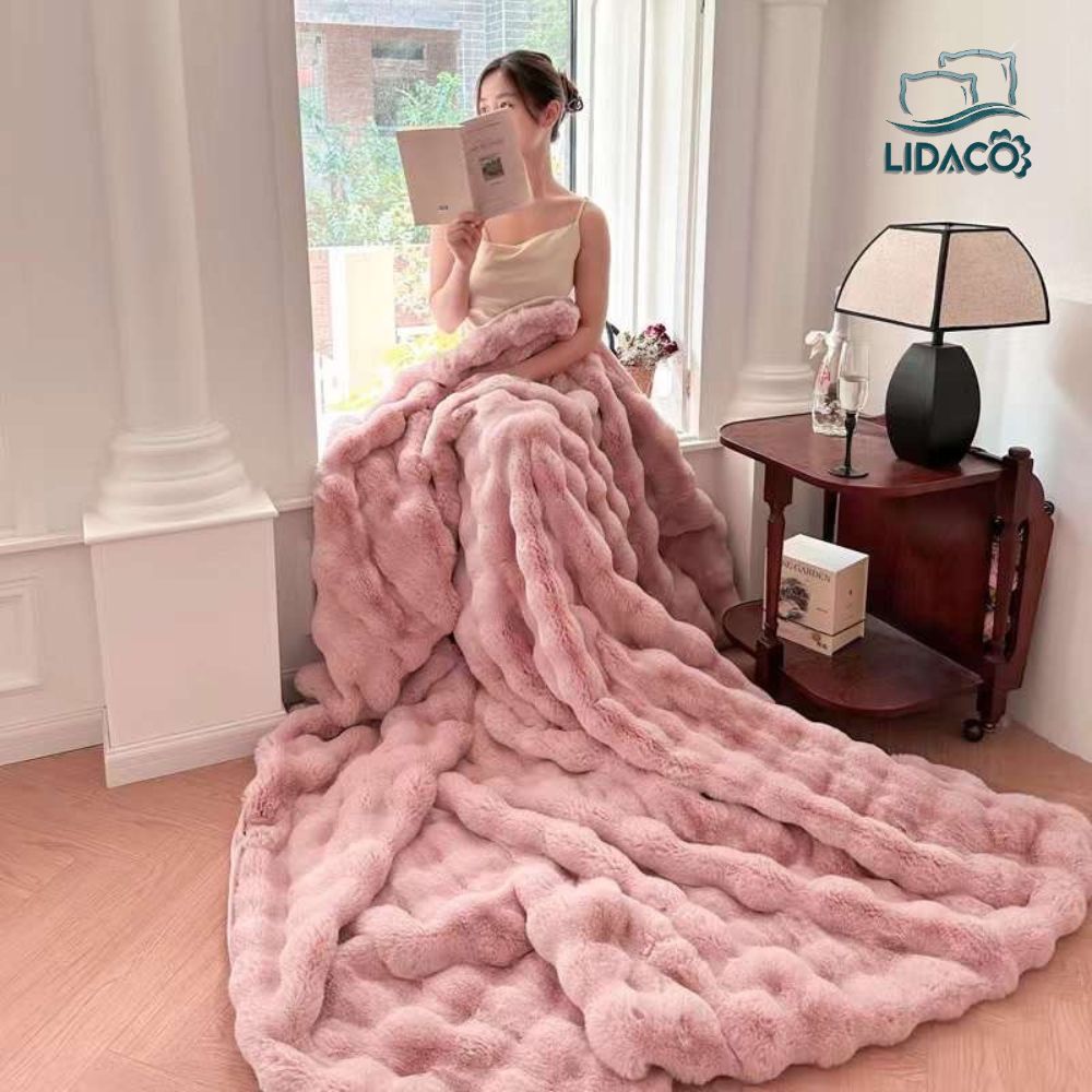Chăn lông chồn nhập khẩu LIDACO lớp lông chồn mềm mịn siêu ấm kích ...