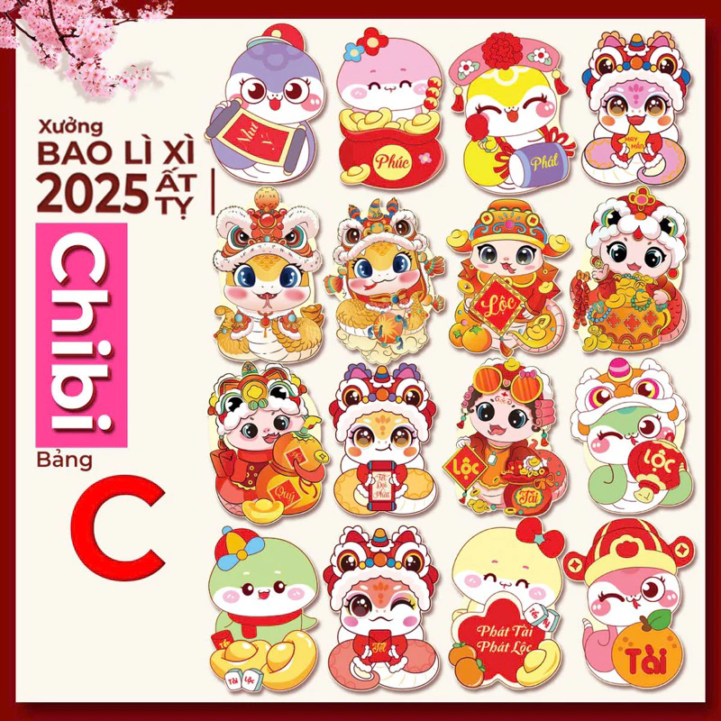 Sale giá rẻ - Set 10 bao lì xì 2025 Tết Ất tỵ hoạt hình chibi hàng ...