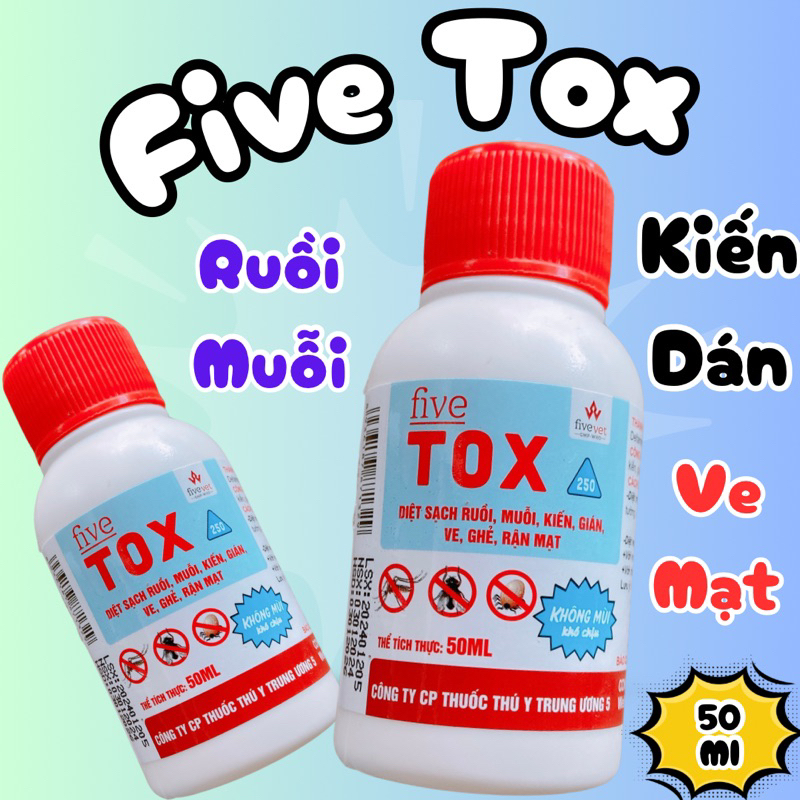 Five tox dung dịch phun ruồi,muỗi,kiến,dán,ve rận lọ 50ml | Shopee Việt Nam