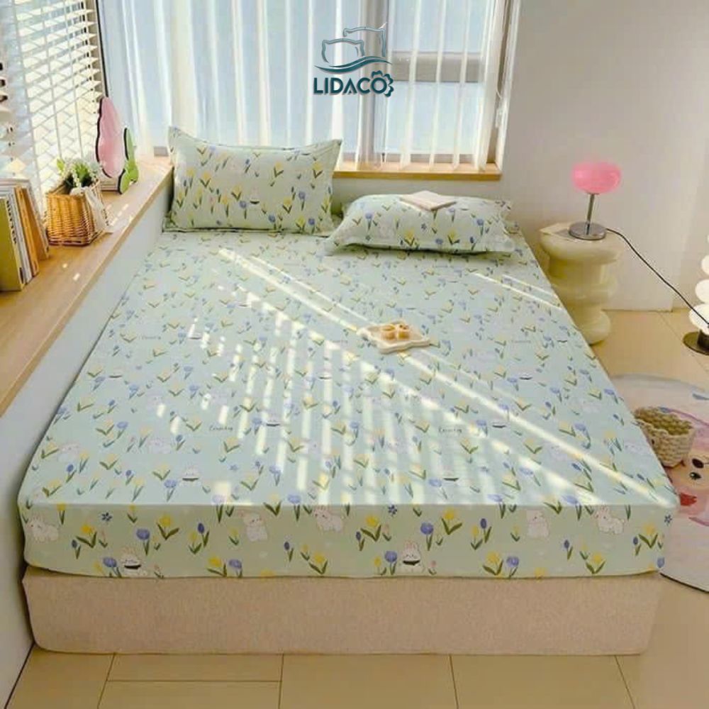 Bộ ga gối đũi xơ đậu LIDACO decor phòng ngủ vintage drap giường đủ size ...