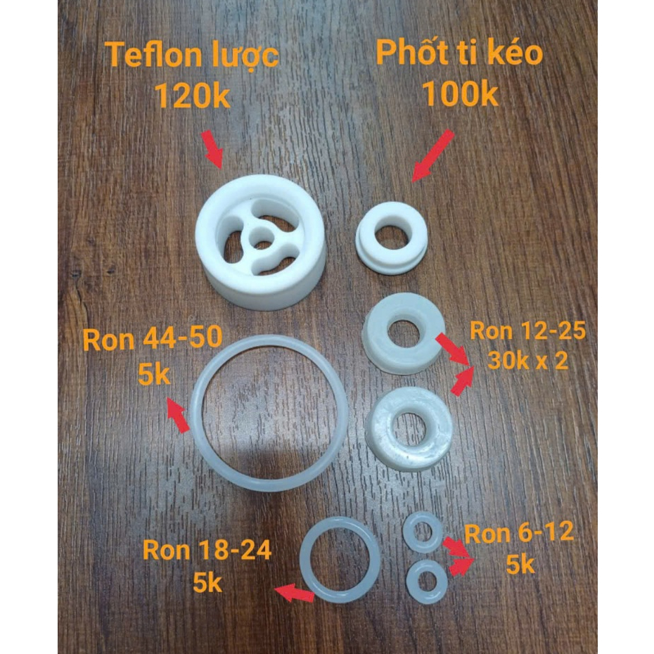 Linh kiện máy chiết rót A02 A03, ron teflon phốt ti kéo máy A02 A03 ...
