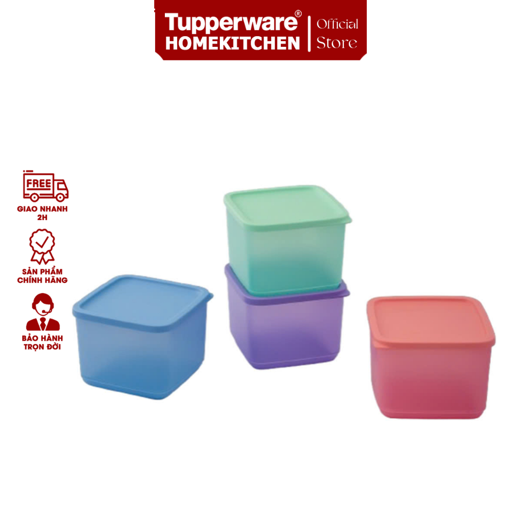 Bộ Hộp Medium Square Round 1L (4 Hộp) - Tupperware | Shopee Việt Nam