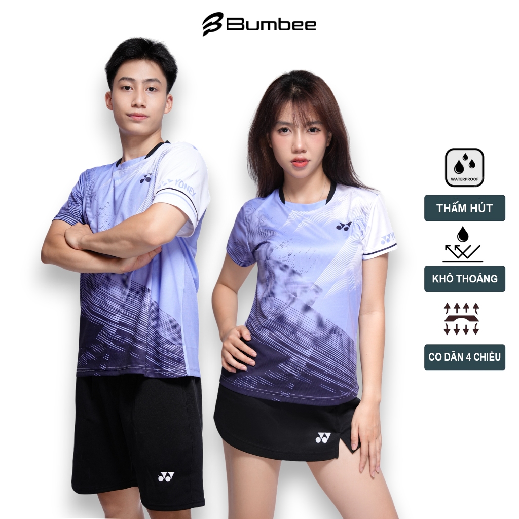 Áo cầu lông nam nữ Yonex, quần áo thi đấu chuyên nghiệp chất liệu mát mẻ size M L XL (MX tím ...