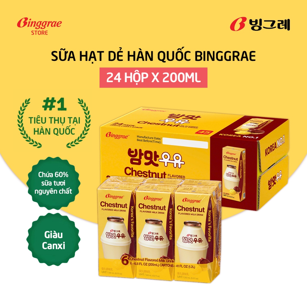 Thùng Sữa Hạt Dẻ Hàn Quốc Binggrae Chestnut Milk (200ml x 24 hộp ...