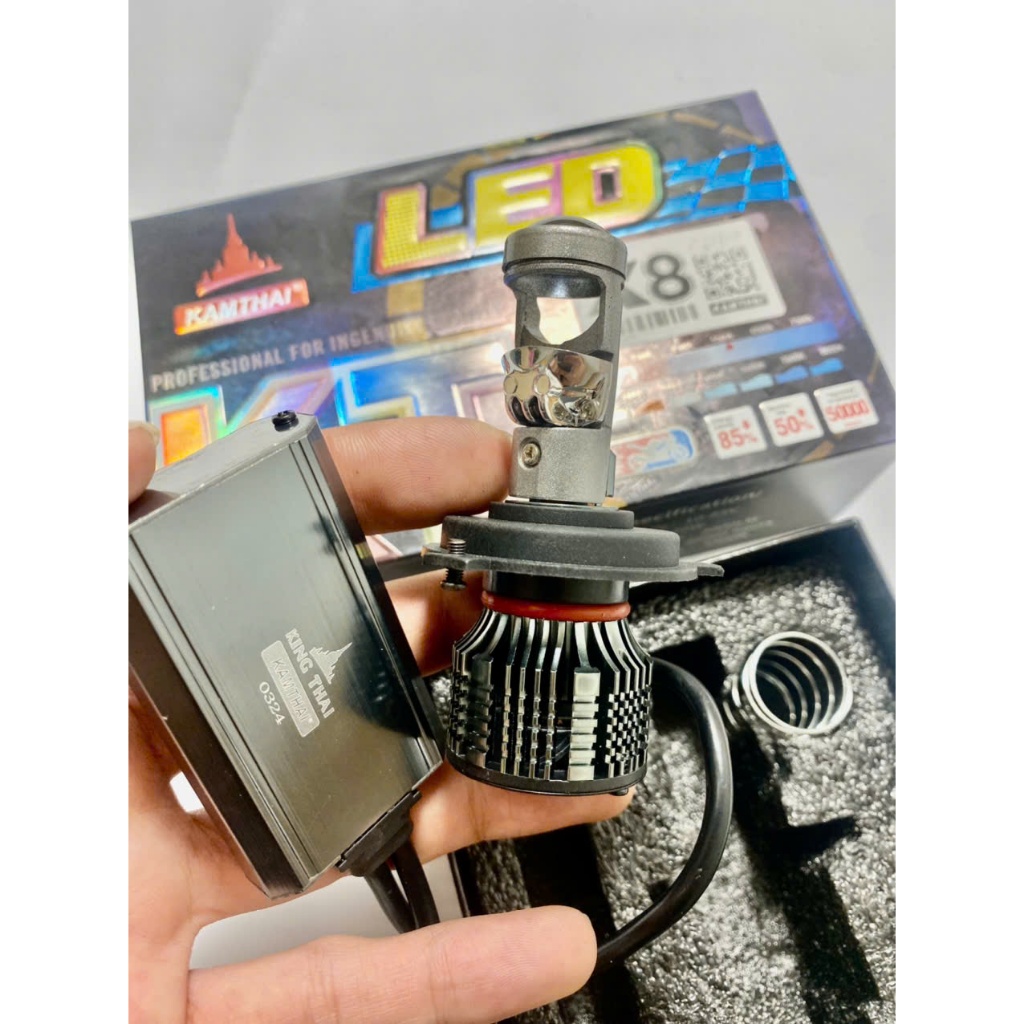 Bóng-Đèn Led King Thái X8 Độ sáng siêu khủng chính hãng Kam Thái -Thái Lan lắp cho các loại xe ...