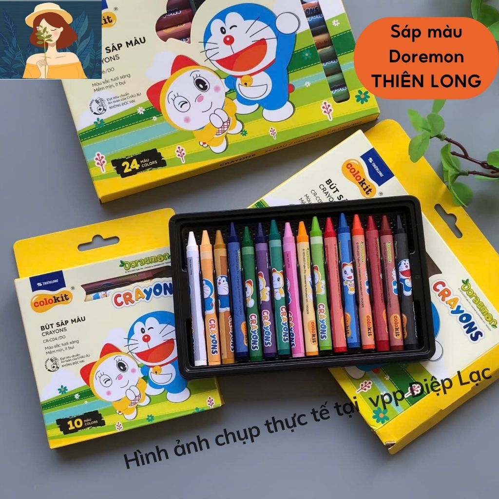 (chính hãng) Bút sáp 24 màu/10/16 màu Doremon Thiên Long - CR06/CRC04 ...