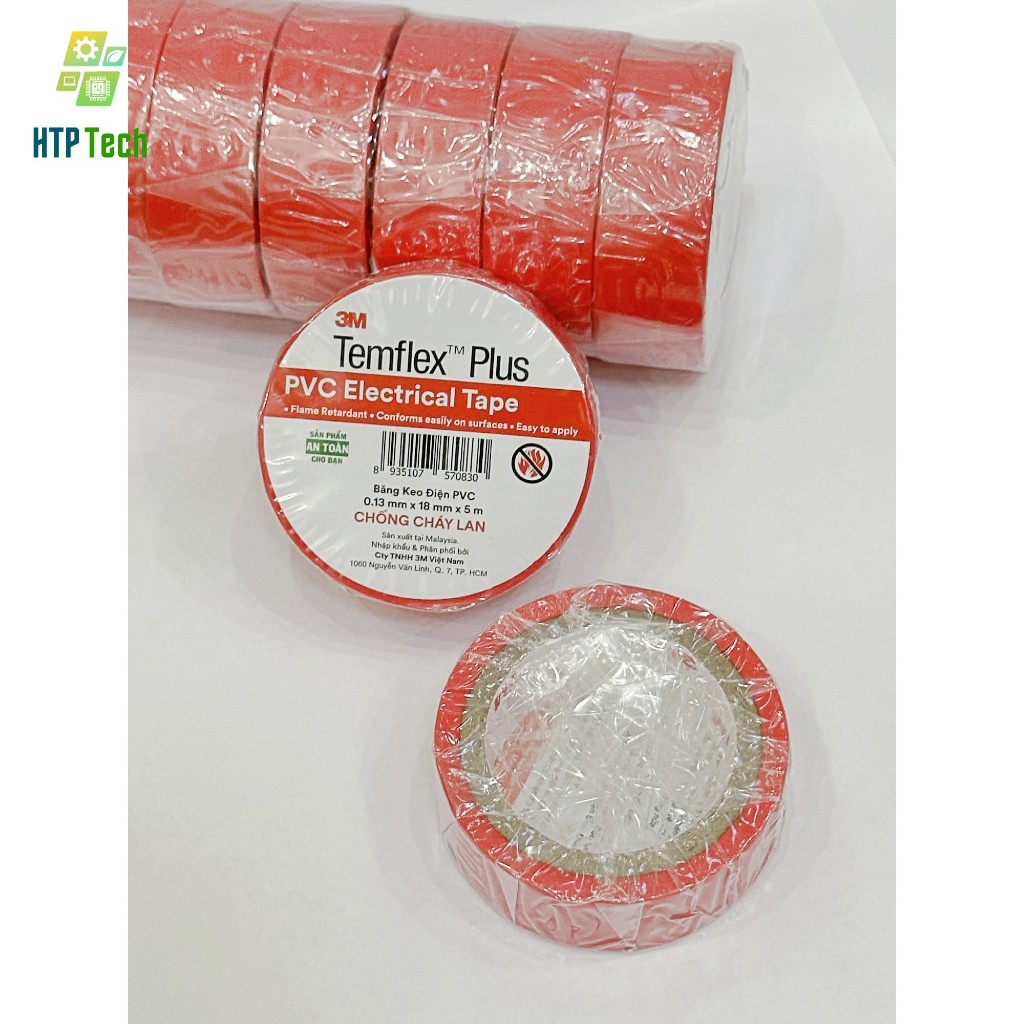 Băng keo cách điện PVC Temflex Plus 3M chống cháy lan 18mmx5m màu đỏ (1 cuộn) | Shopee Việt Nam