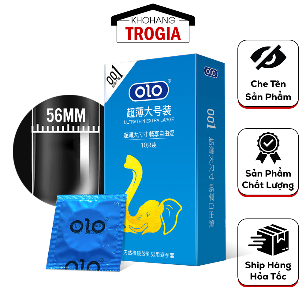 Bao Cao Su Size Lớn 56mm, Olo Ultrathin Extra Large Siêu Mỏng, Nhiều Gel Bôi Trơn (Hộp 10C ...