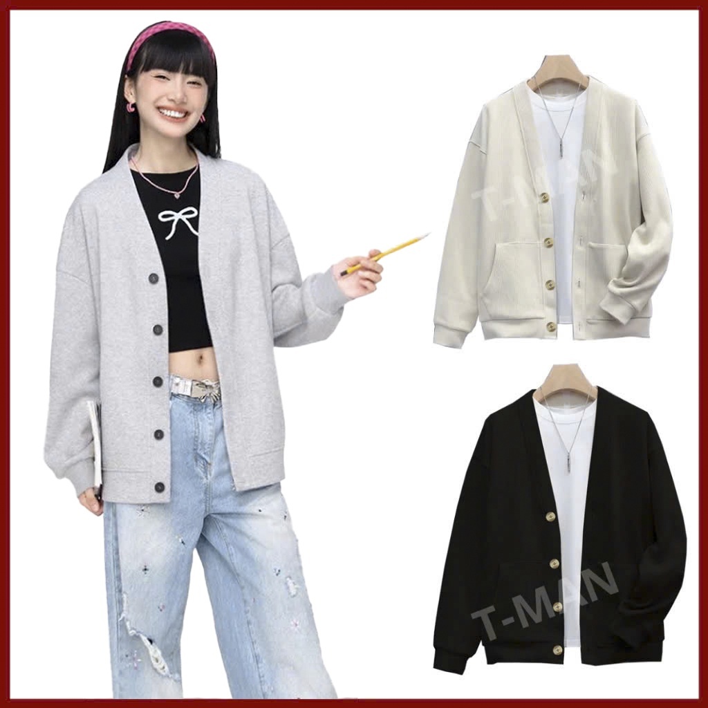 Áo Cardigan nam nữ Basic Nỉ Bông Cotton 100% 2 Da, hàng xuất dư áo ...